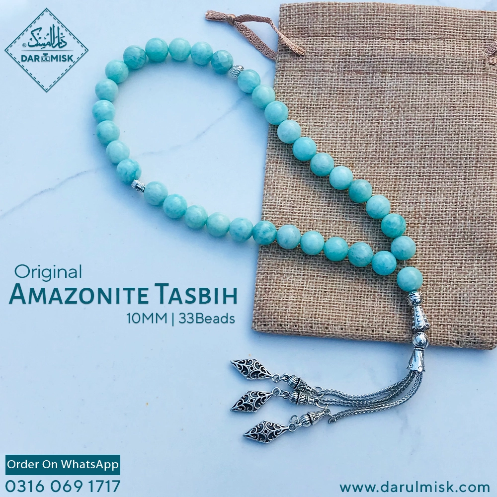 Natural Amazonite Stone Tasbih | Islamic Misbah – DAR UL MISK